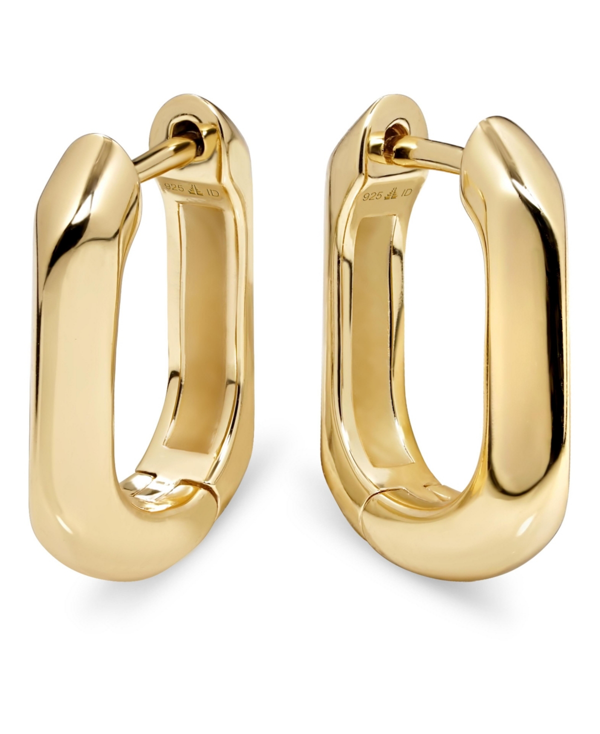 Click here for Devata Beveled Hoop Earrings in Gold Plated Sterli... prices