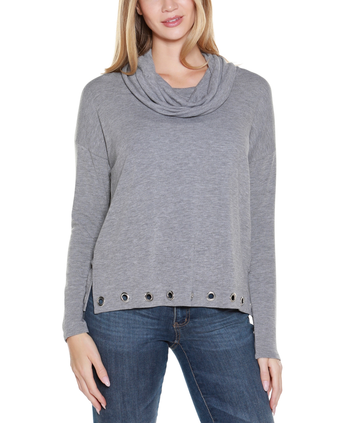 Click here for Belldini Womens Hacci Cowl Neck Knit Top - Heather... prices