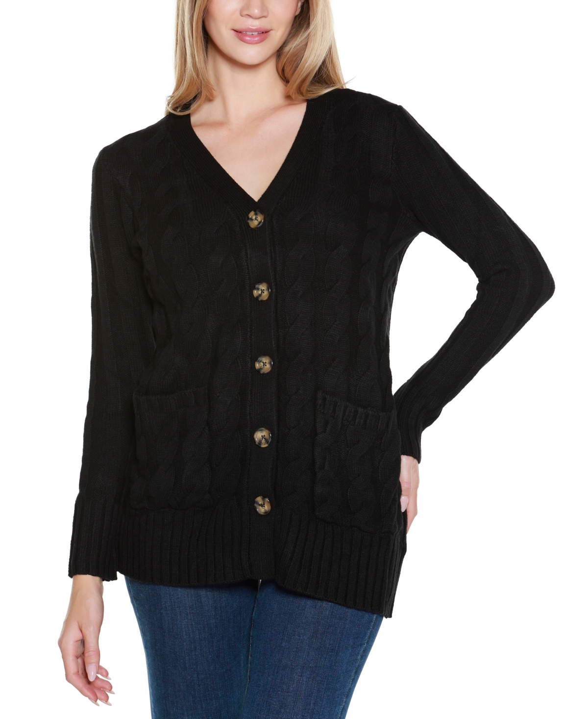 Click here for Belldini Womens Button-Front Cable Cardigan Sweate... prices