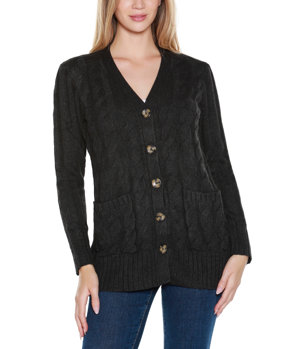 Click here for Belldini Womens Button-Front Cable Cardigan Sweate... prices