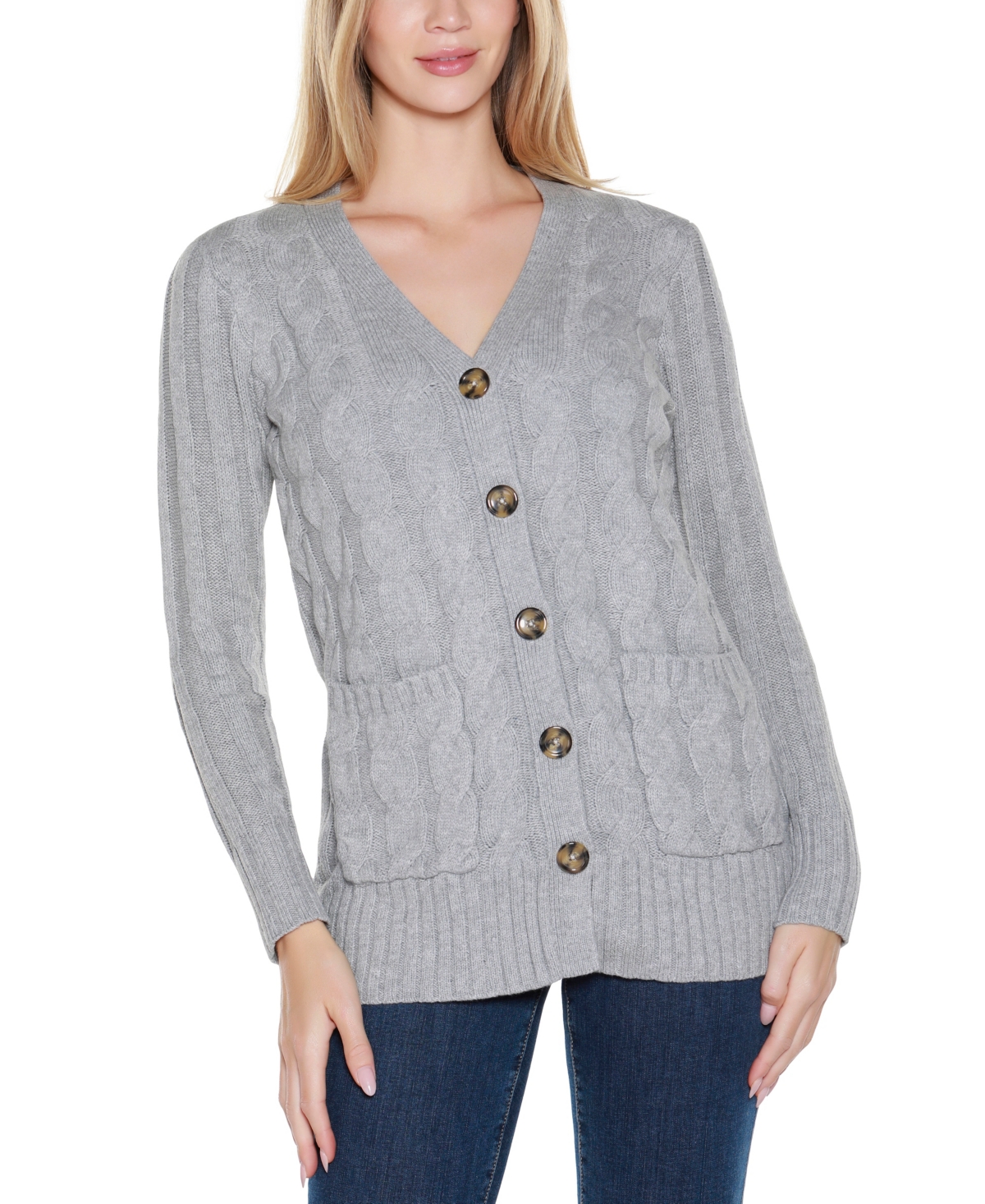 Click here for Belldini Womens Button-Front Cable Cardigan Sweate... prices