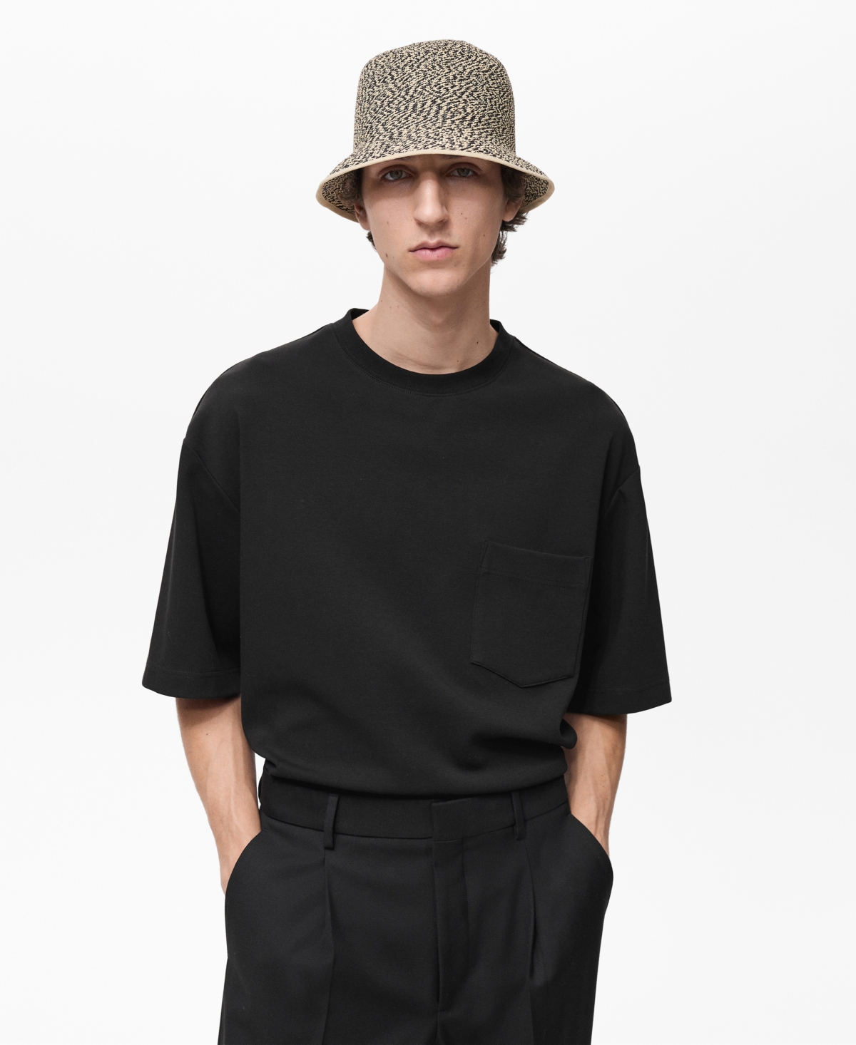 Click here for Mango Mens Pocket Oversized T-Shirt - Black prices