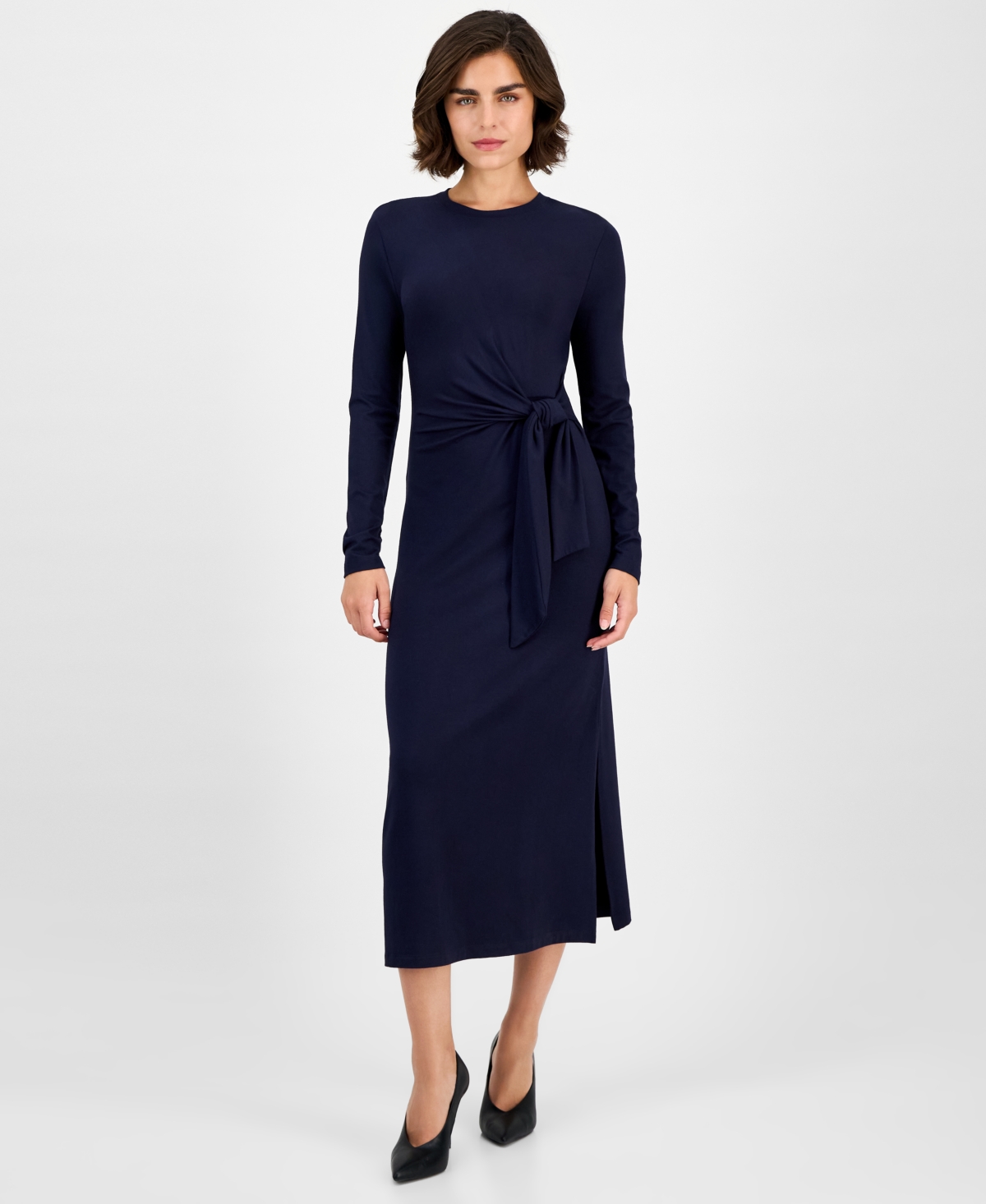 Click here for Boss Orange Womens Tie-Waist Jersey Midi Dress - D... prices