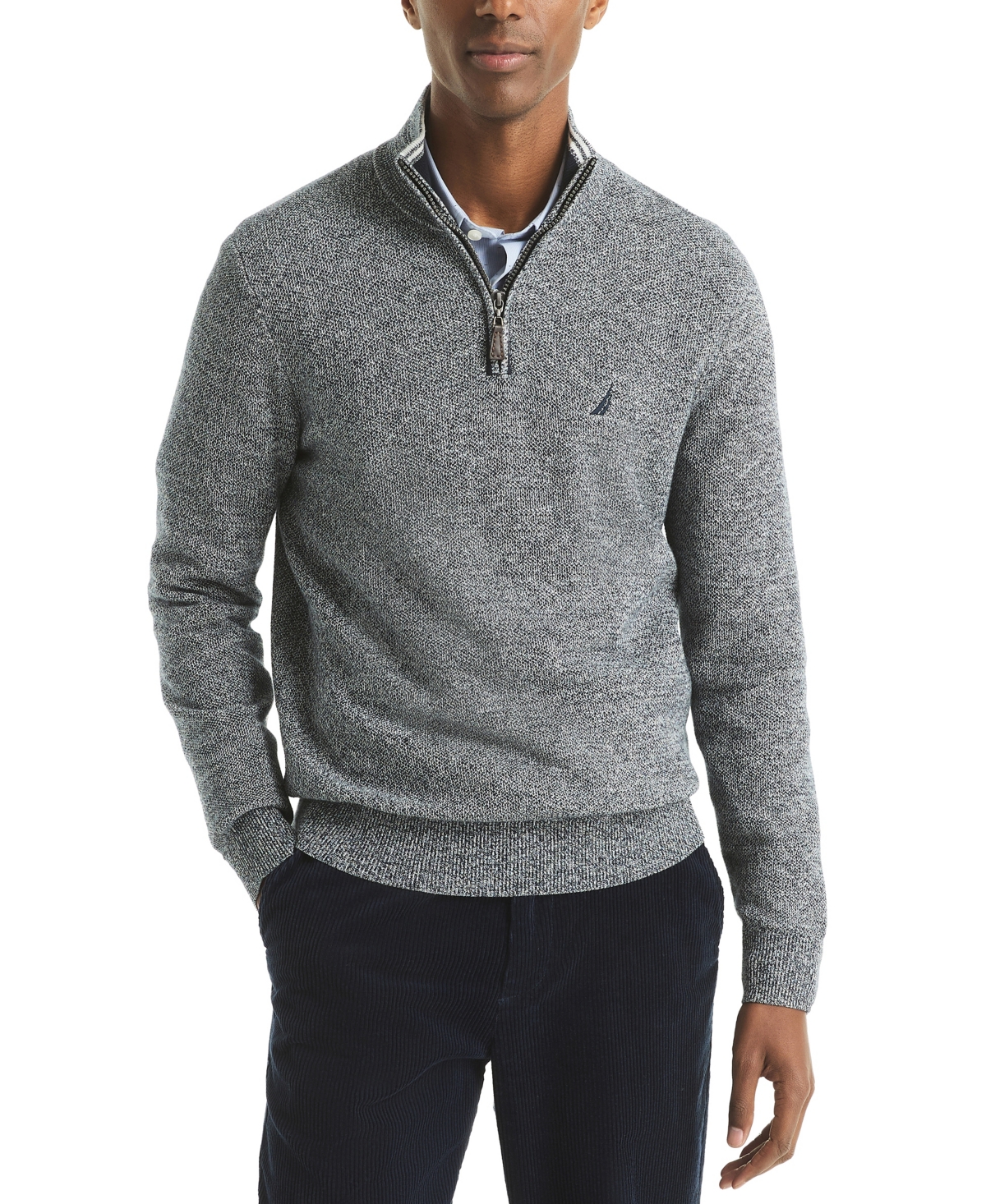 Click here for Nautica Mens Ribbed Collar Sweater - Navy Seas prices