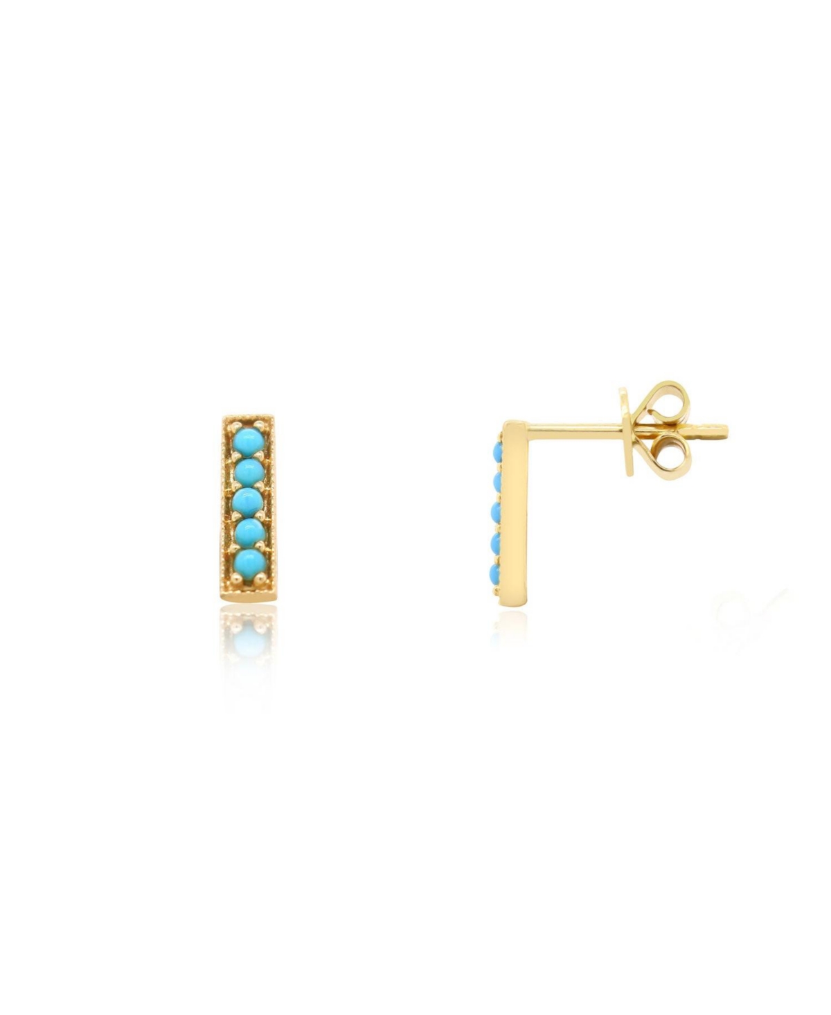 Click here for The Lovery Turquoise Bead Bar Stud Earrings 14K Go... prices