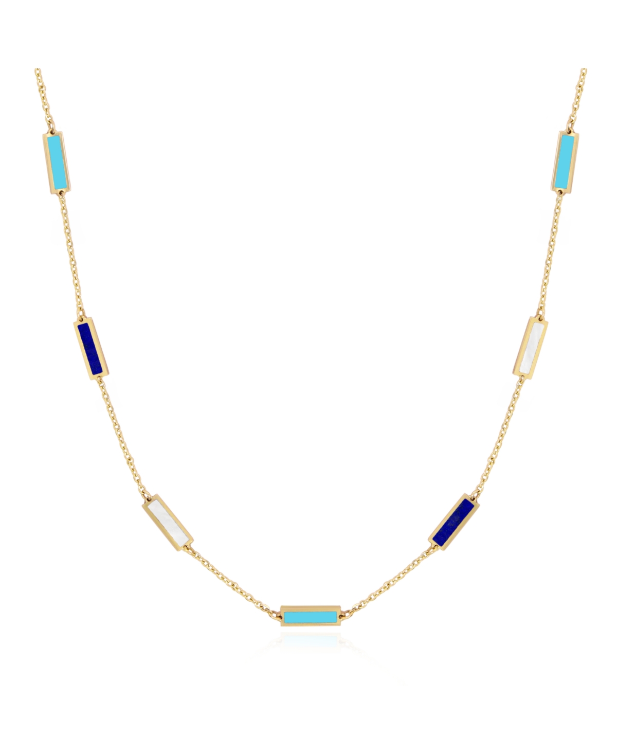 Click here for The Lovery Blue Mixed Bar Chain Necklace 14K Gold prices