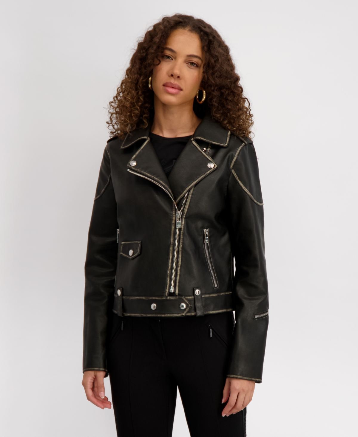 Click here for Karl Lagerfeld Paris Womens Asymmetric Faux Leathe... prices
