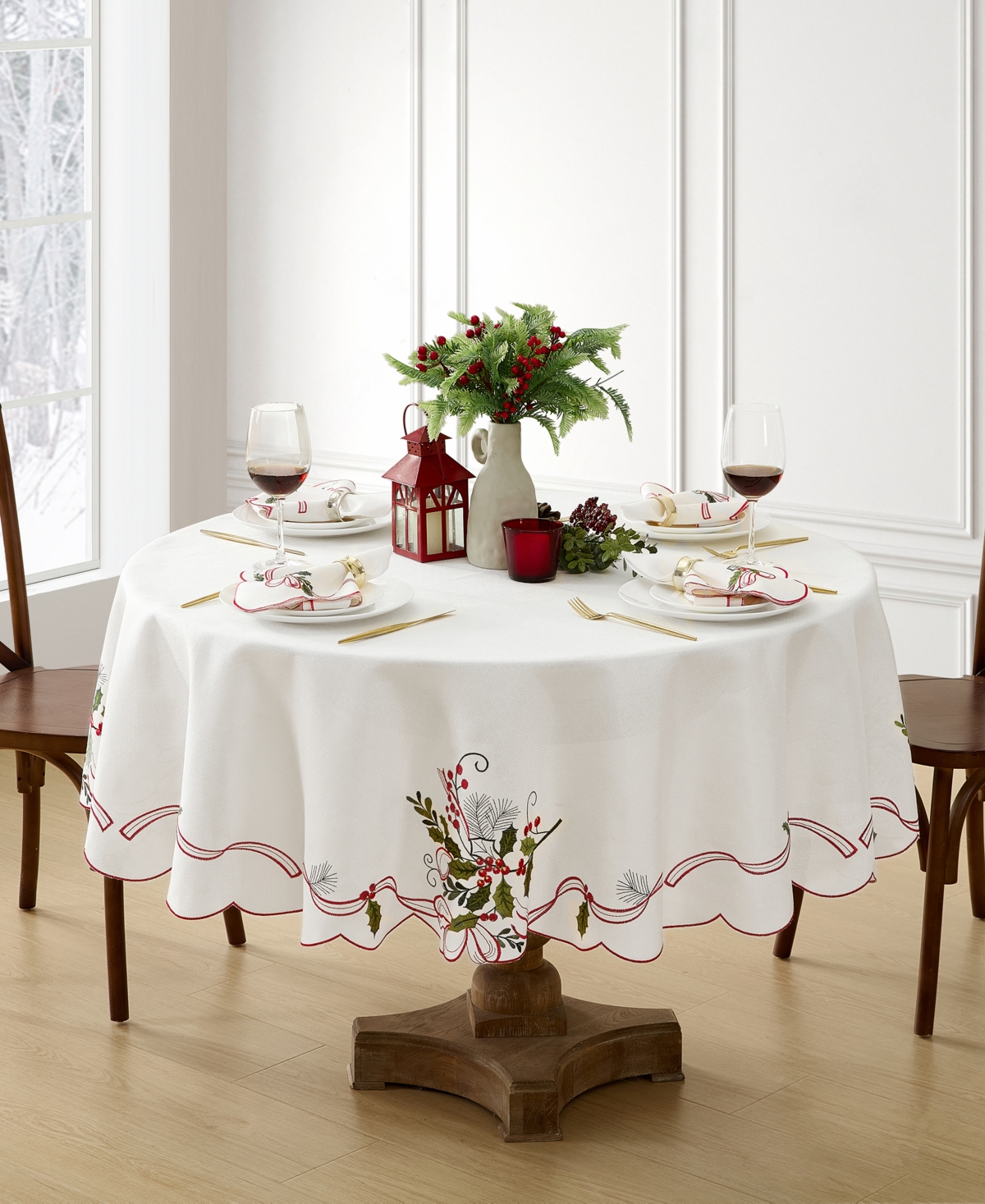 Click here for Elrene Holly Ribbon Embroidered Cutwork Fabric Tab... prices
