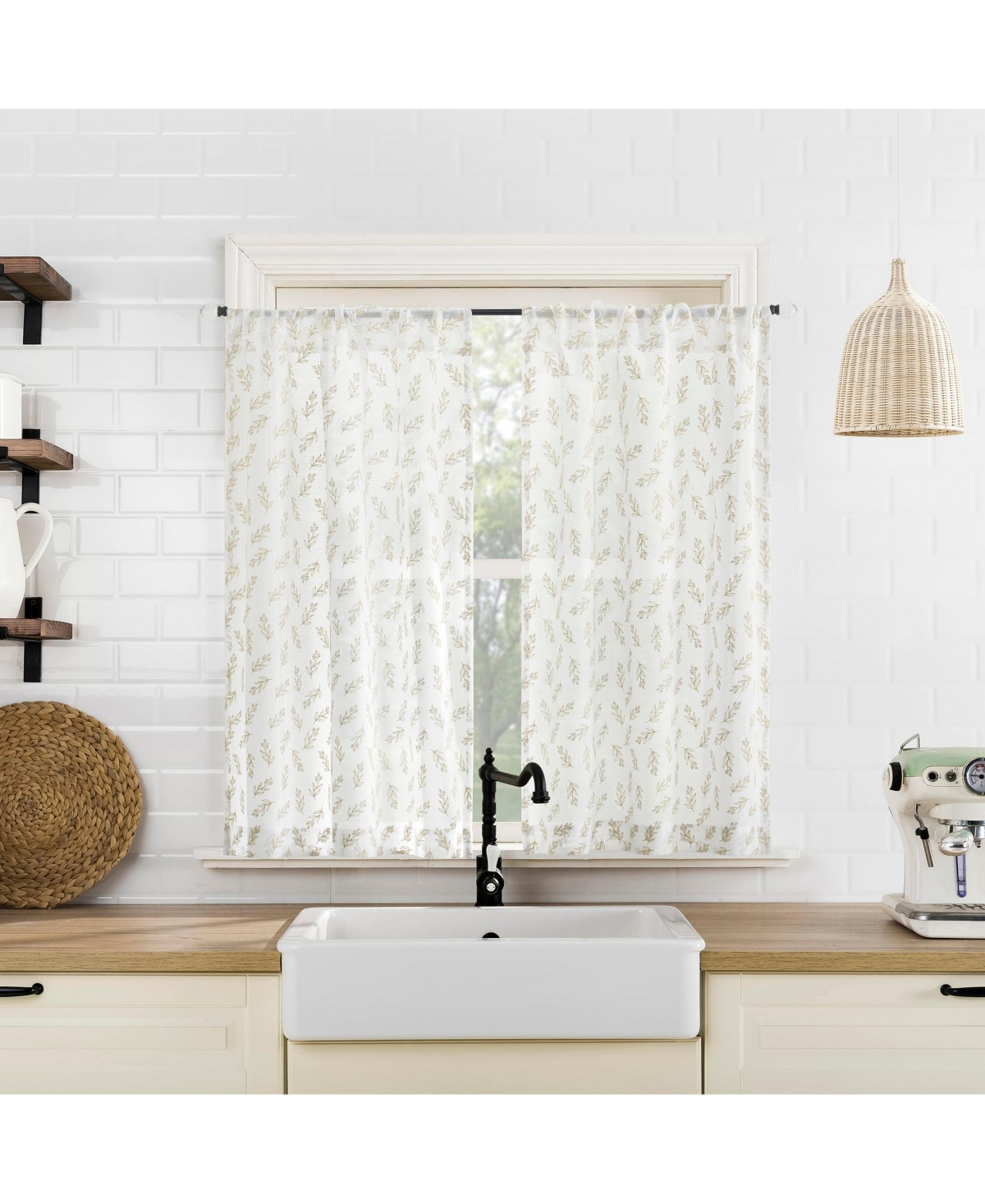 Click here for No. 918 Hollis Floral Leaf Sheer Rod Pocket Kitche... prices
