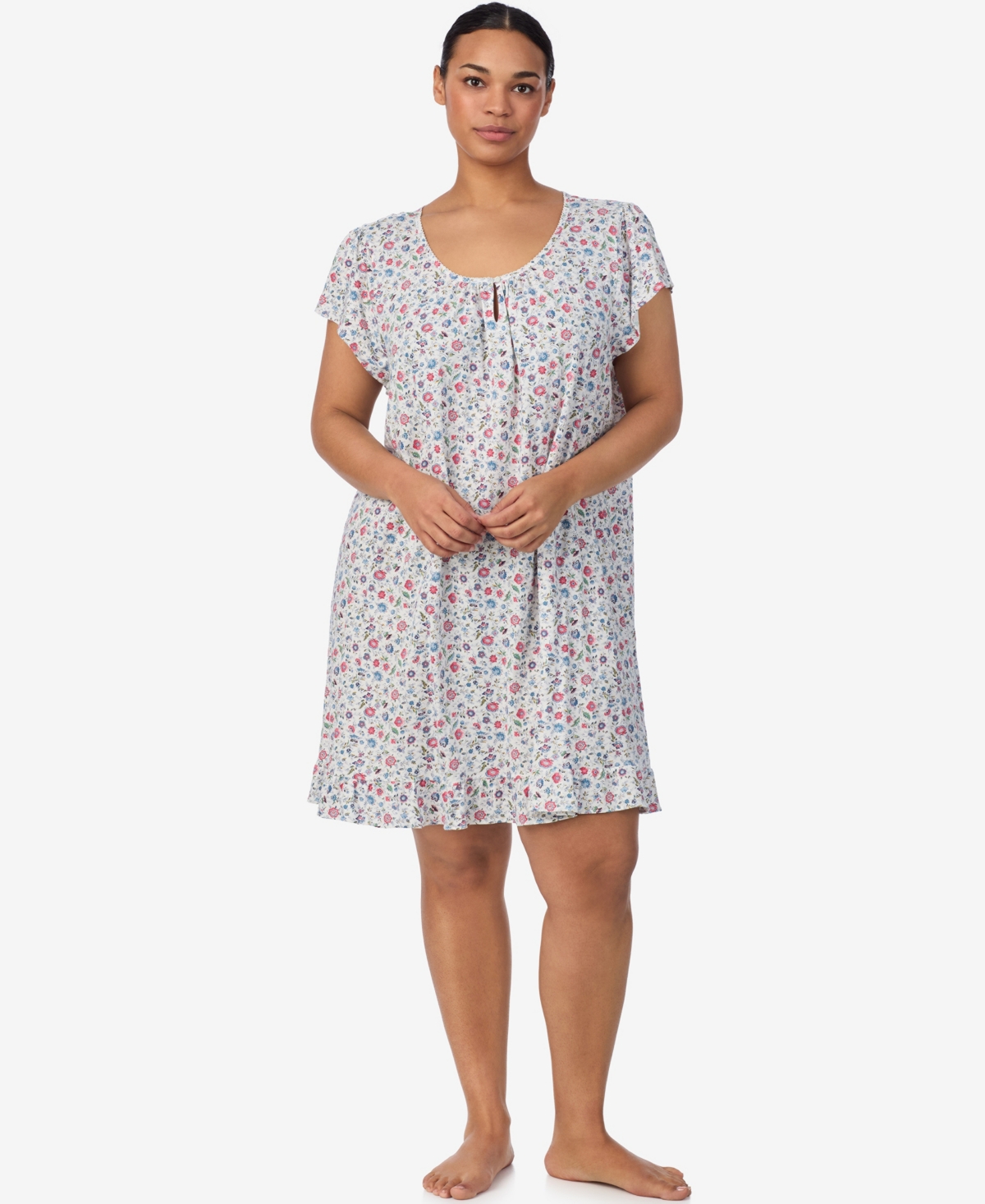 Lauren Ralph Lauren Plus Size Flutter Sleeve Short Sleepwear Gown - Ditsy Bouquet