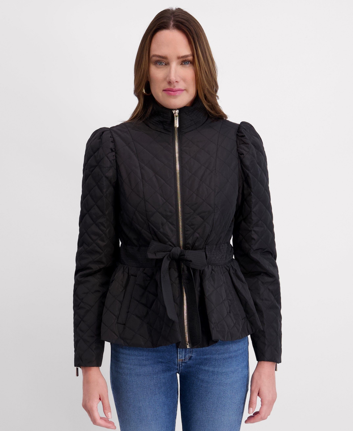 Click here for Kensie Womens Quilted Puff Sleeved Belted Jacket -... prices