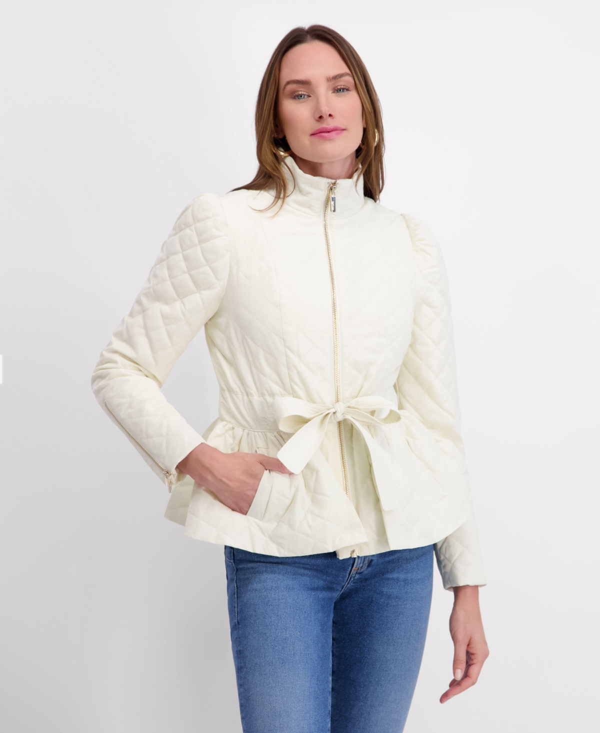 Click here for Kensie Womens Quilted Puff Sleeved Belted Jacket -... prices