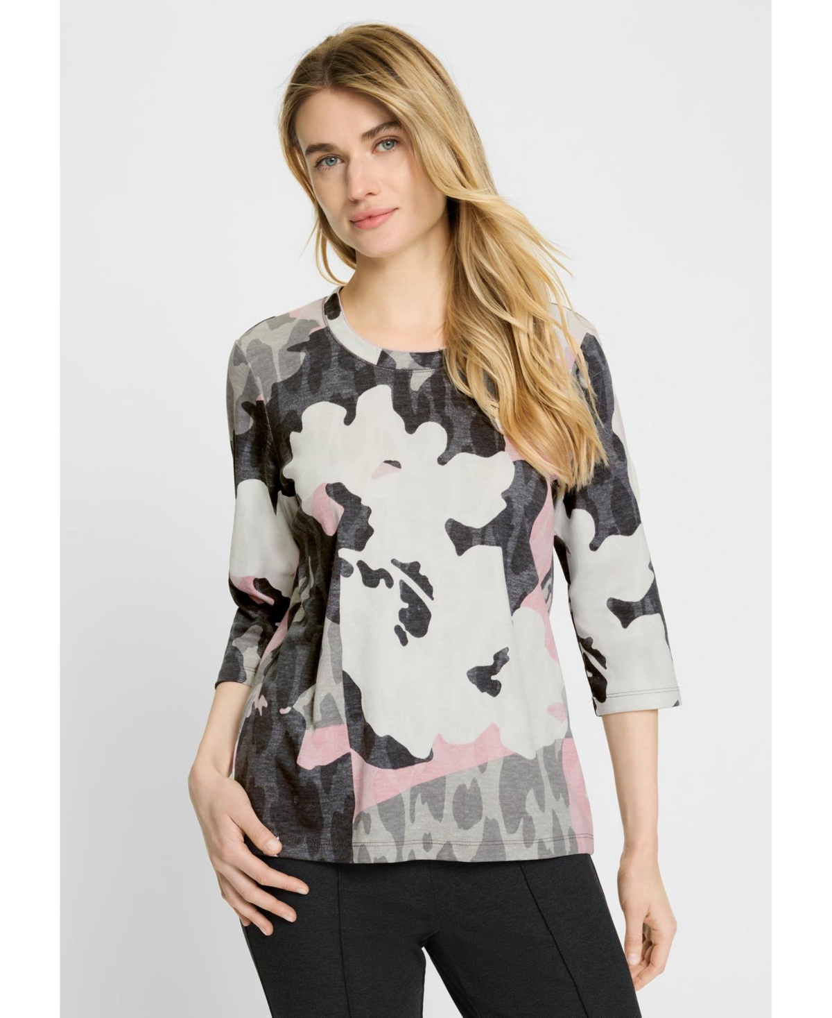 Click here for Olsen Womens 100 Cotton Printed T-Shirt - Dark sla... prices