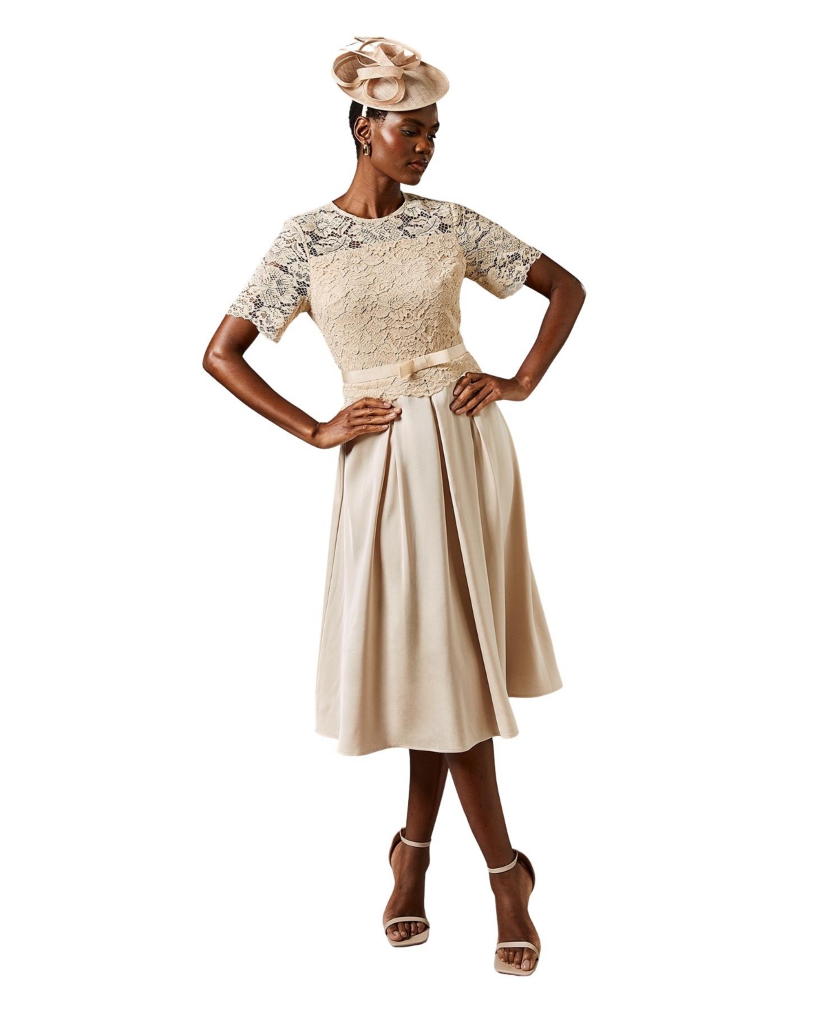 Click here for Coast Womens Lace And Crepe Full Skirted Midi Dres... prices
