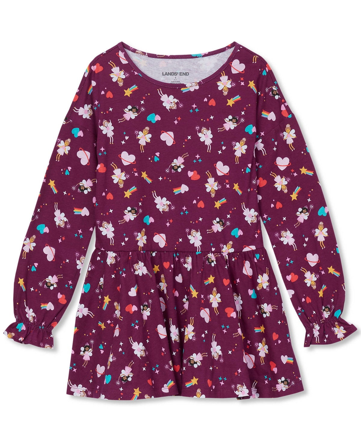 Click here for Lands End Girls Long Sleeve Ruffle Tunic Top - Pur... prices