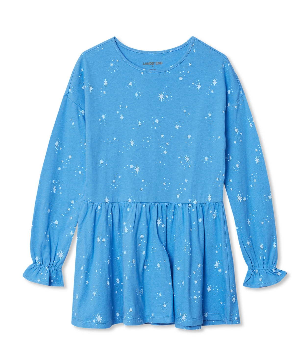 Click here for Lands End Girls Long Sleeve Ruffle Tunic Top - Blu... prices