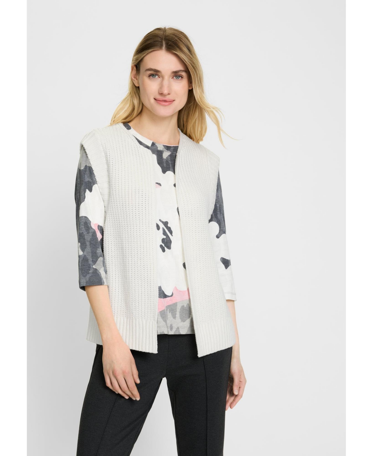 Click here for Olsen Cotton Blend Sweater Vest - Off white prices