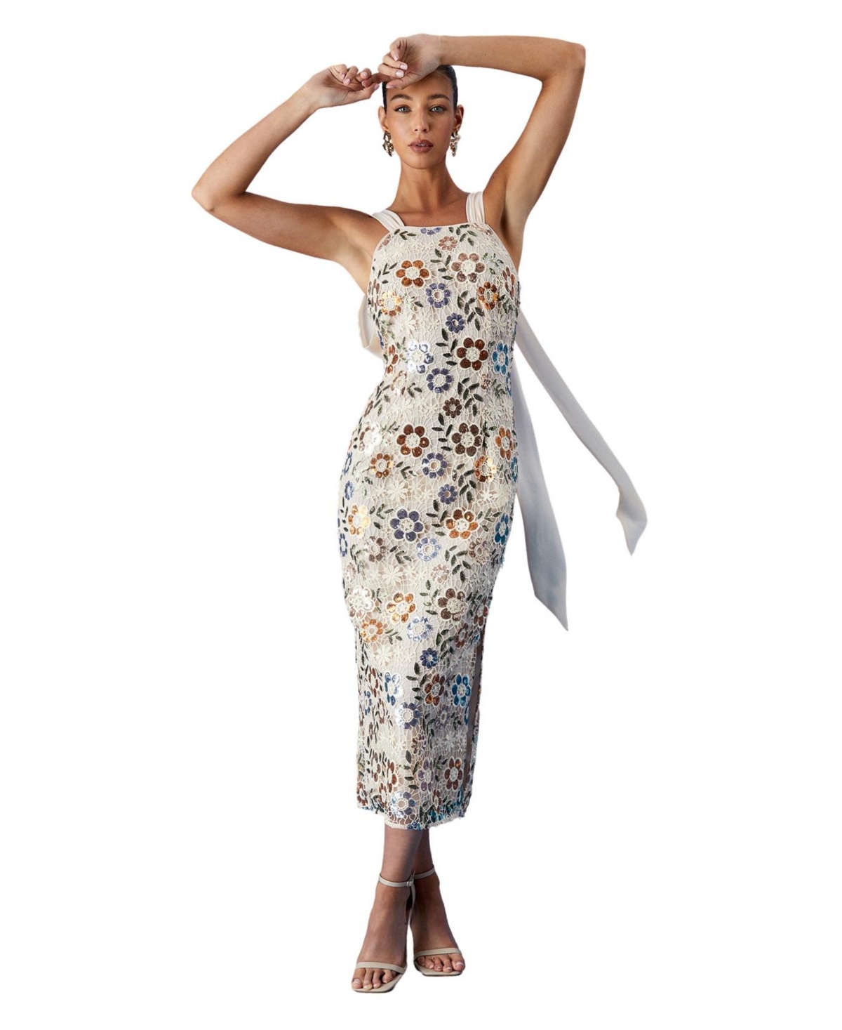 Click here for Coast Womens Muse Embellished Midi Dress - Nude prices