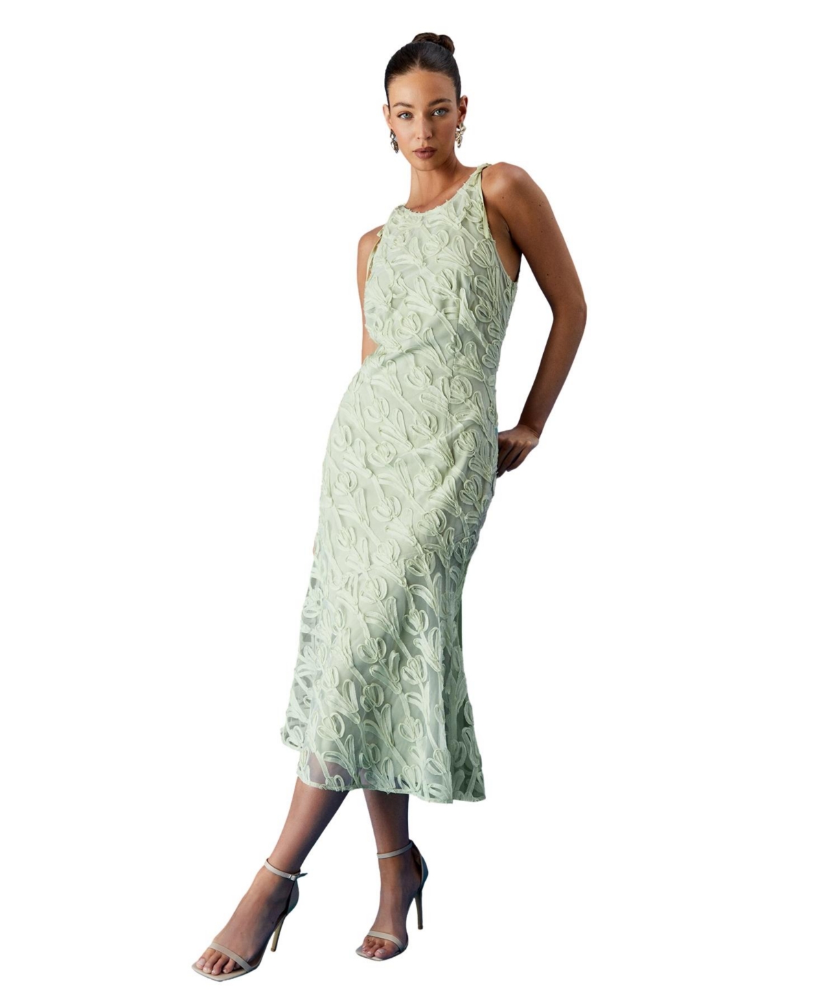 Click here for Coast Textured Sleeveless Midi Dress - Sage prices