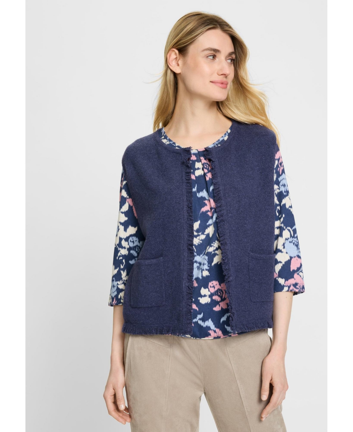 Click here for Olsen Cropped Sweater Vest - Indigo denim prices
