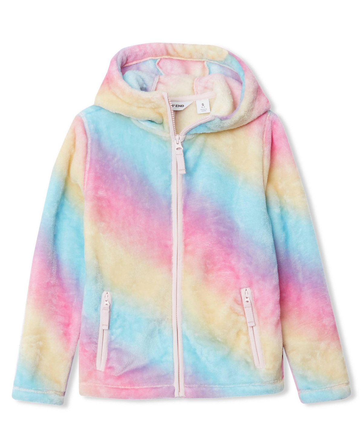 Click here for Lands End Girls Softest Fleece Hoodie - Sherbet om... prices