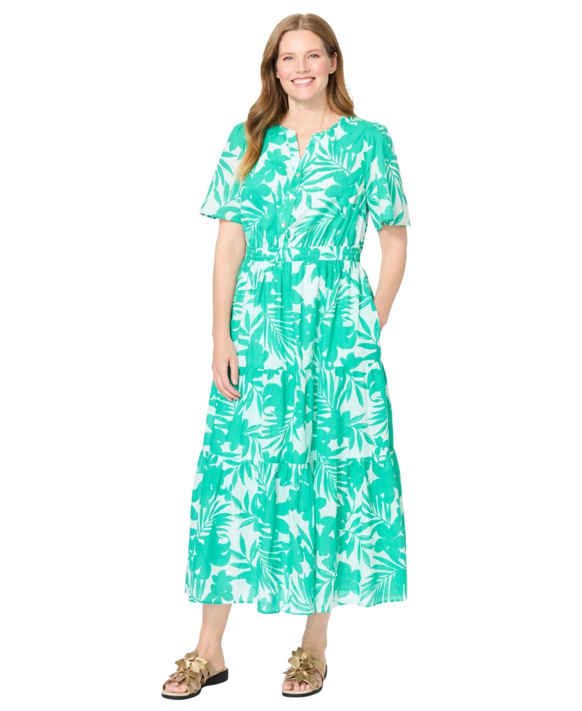 Click here for Woman Within Woman Within Plus Size Tiered Midi Dr... prices