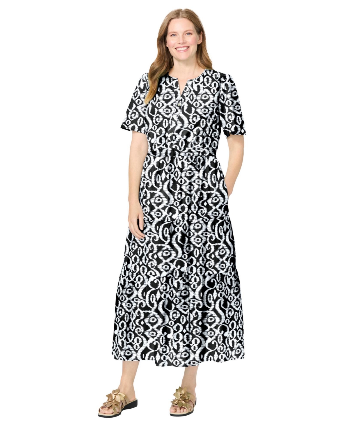 Click here for Woman Within Woman Within Plus Size Tiered Midi Dr... prices