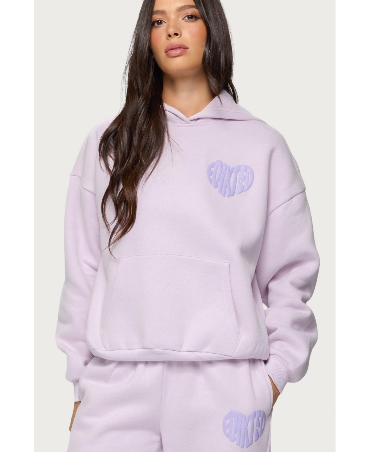 Click here for Edikted Womens Major Love Edikted Hoodie - Lilac prices