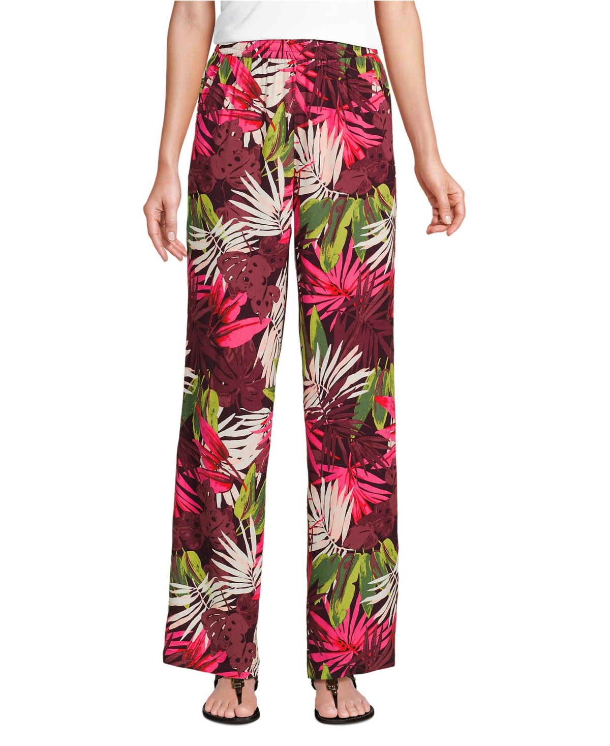 Click here for Lands End Womens Petite Rayon High Rise Wide Leg P... prices