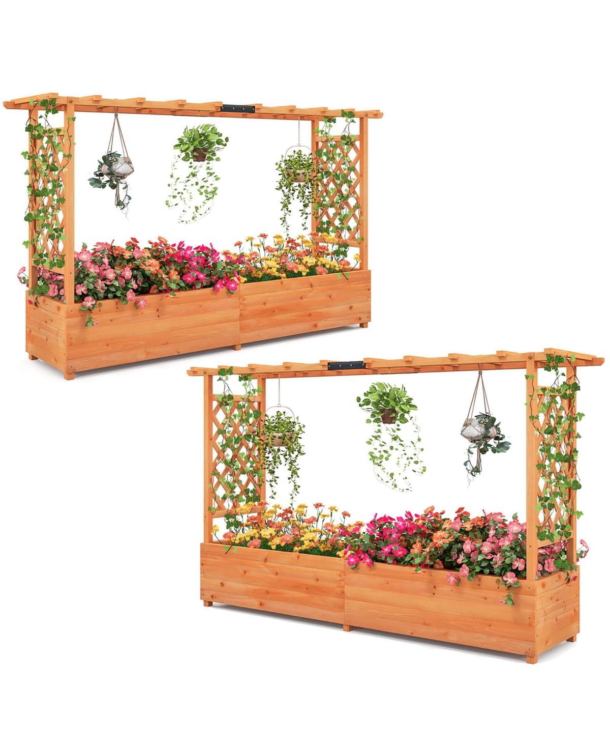 Click here for Gymax Raised Garden Bed w/ 2-Sided Trellis & Hangi... prices