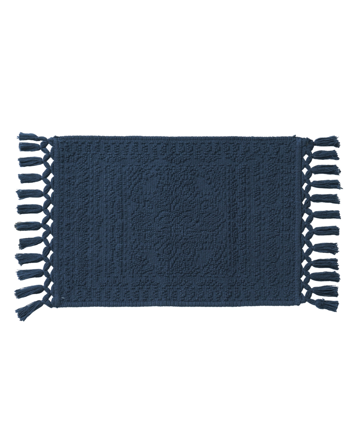 French Connection Nellore Fringe Cotton 17 x 28 Bath Rug - Navy