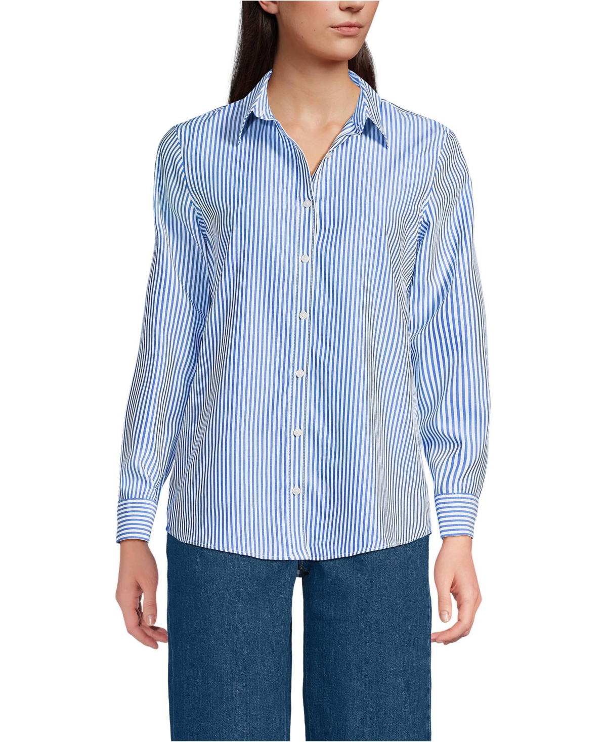 Click here for Lands End Tall Tall No Iron Button Front Shirt - V... prices