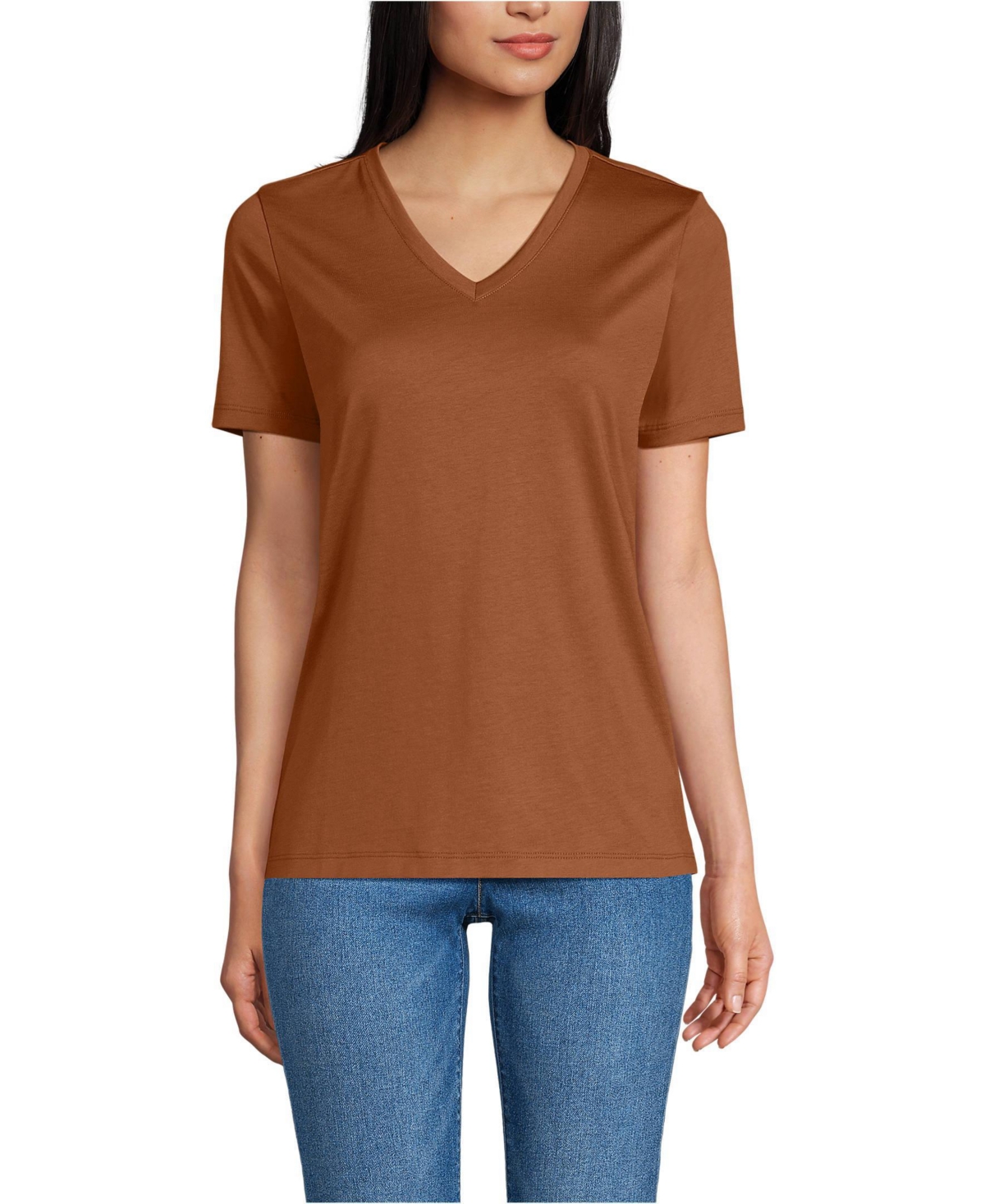 Click here for Lands End Womens Tall Relaxed Supima Cotton V-Neck... prices