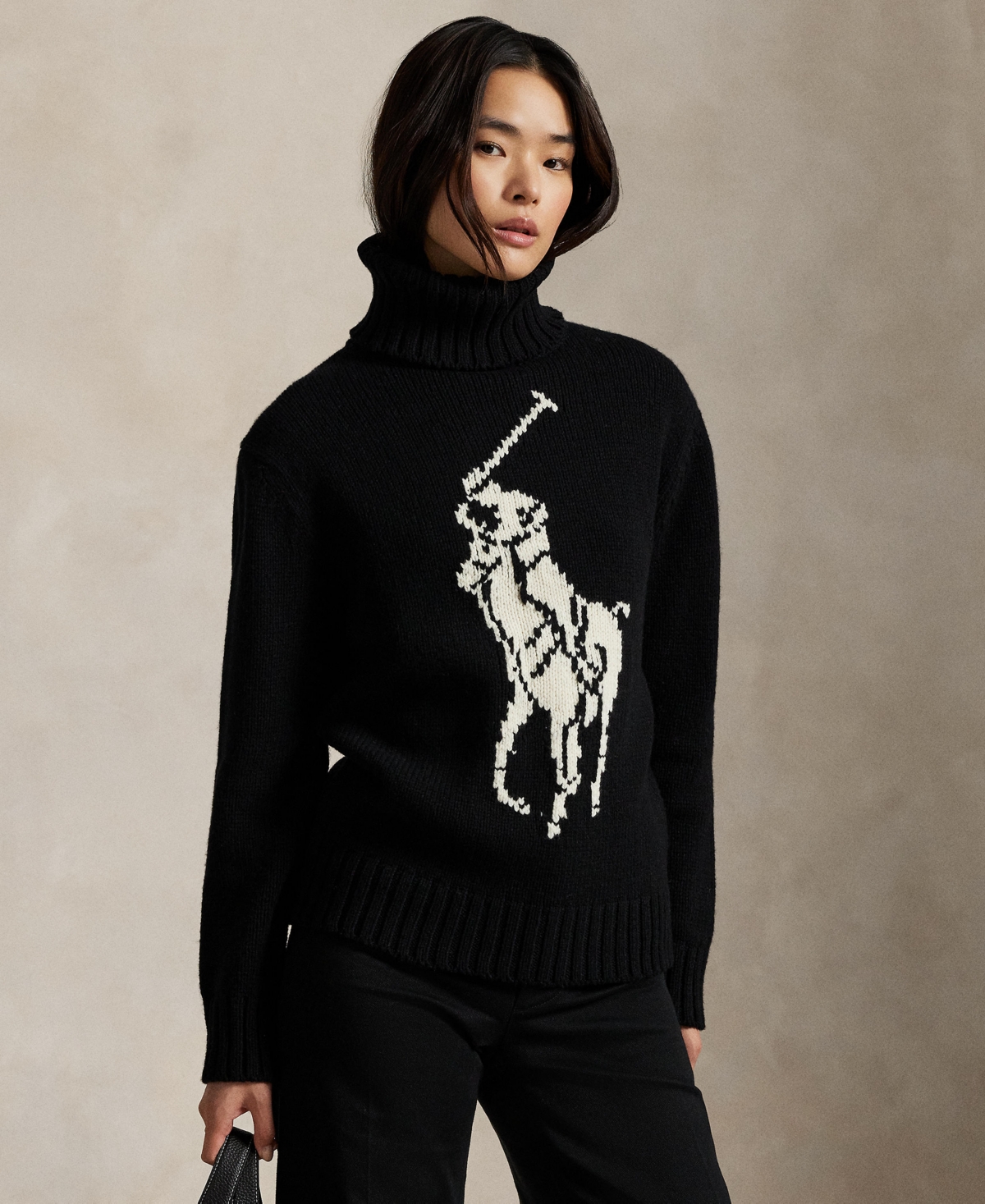 Polo Ralph Lauren Womens Turtle Neck Sweater - Polo Black/authentic Cream