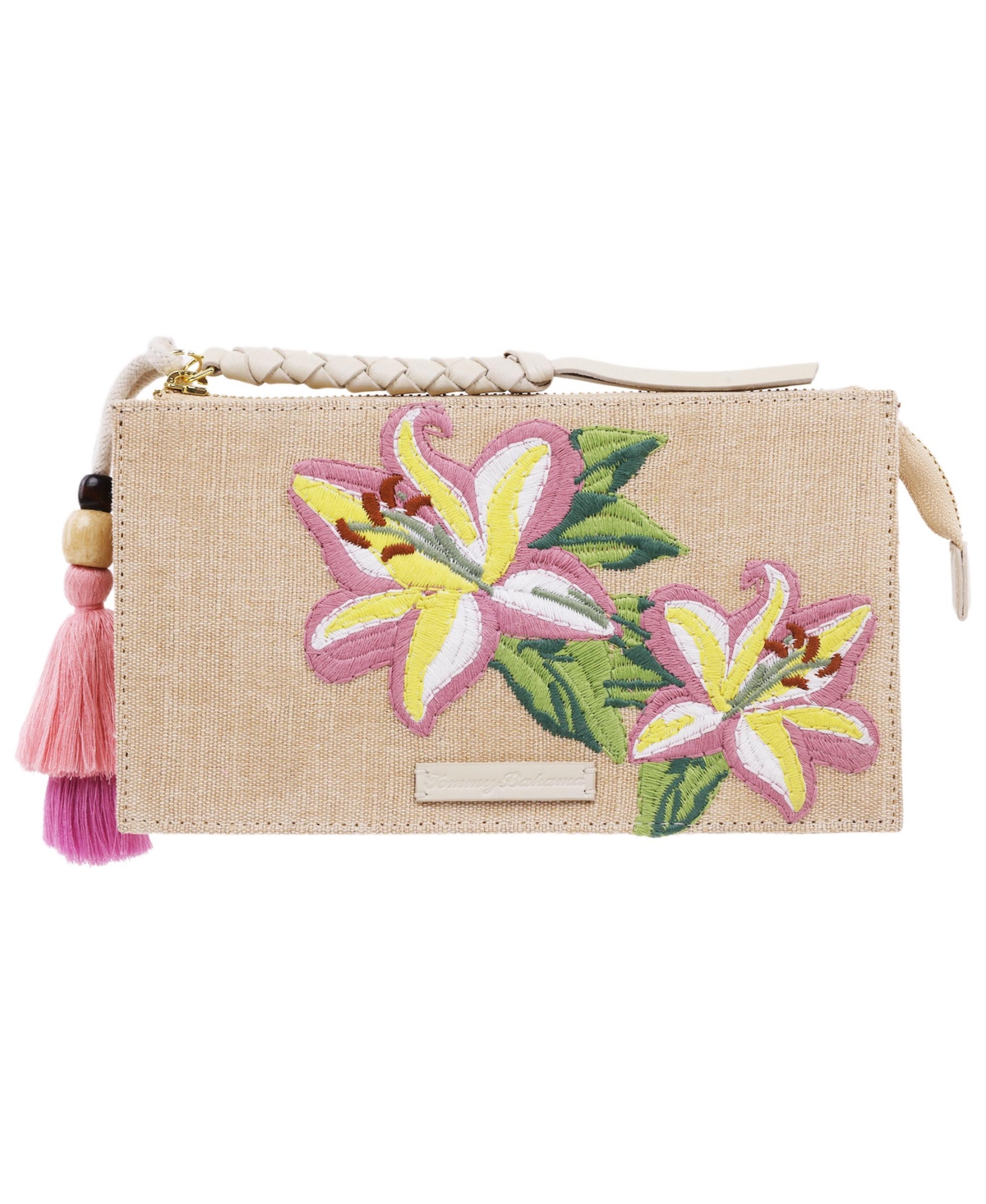 Click here for Tommy Bahama Zip Top Embroidered Floral Clutch - P... prices