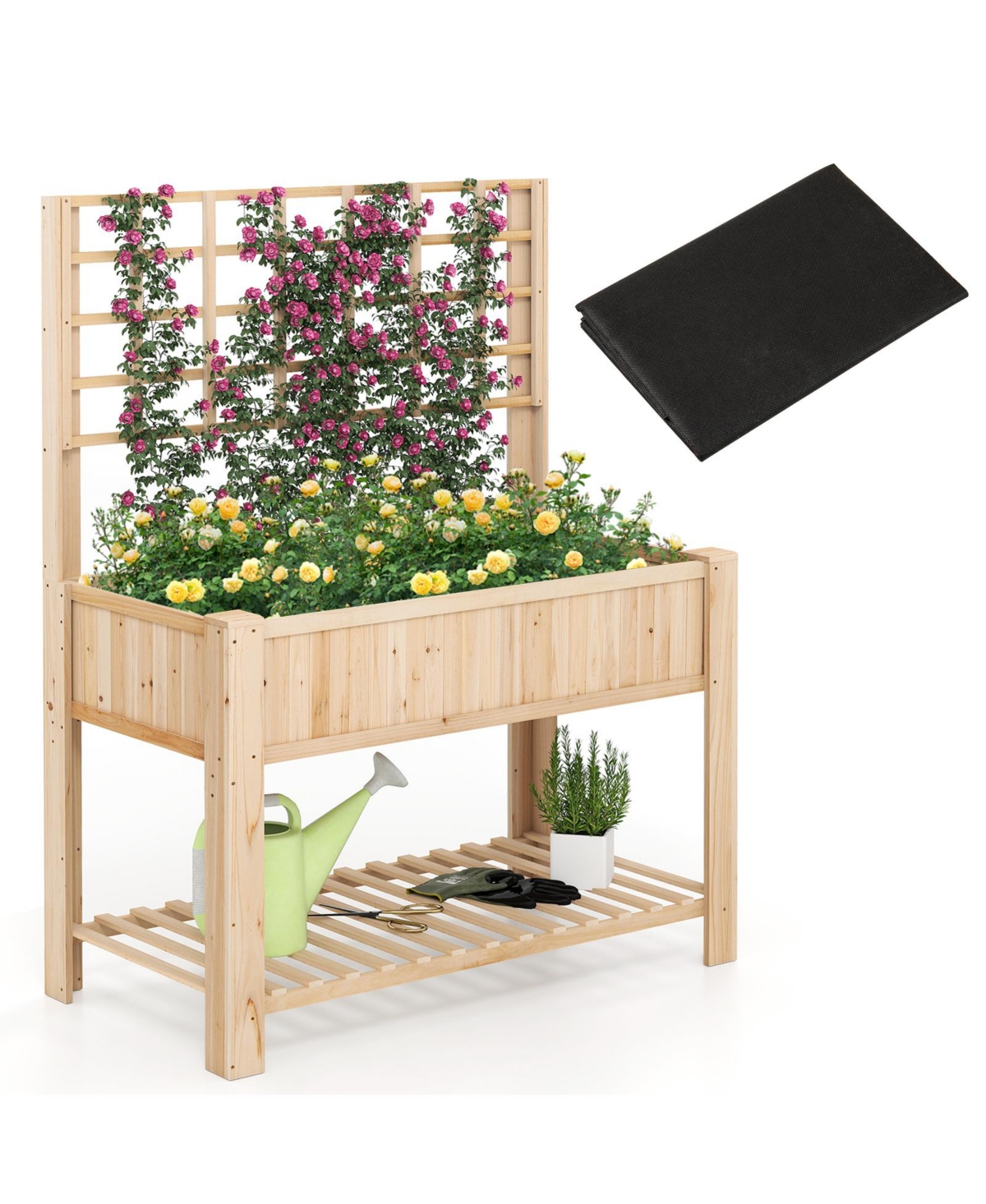Click here for Gymax Raised Garden Bed w/ Trellis Wooden Elevated... prices