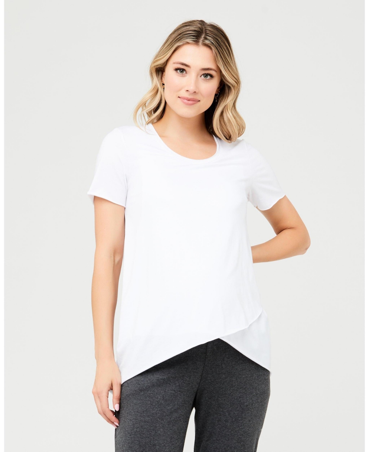 Click here for Ripe Maternity Raw Edge Nursing Short Sleeve Top -... prices