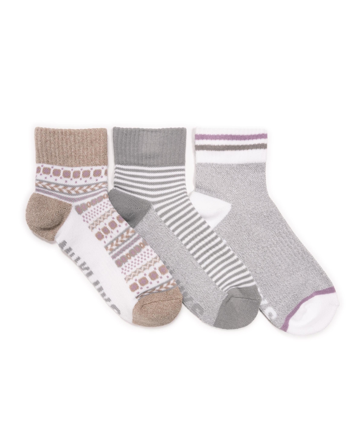 Click here for Muk Luks Womens 3 Pair Pack Quarter Crew Cotton Co... prices