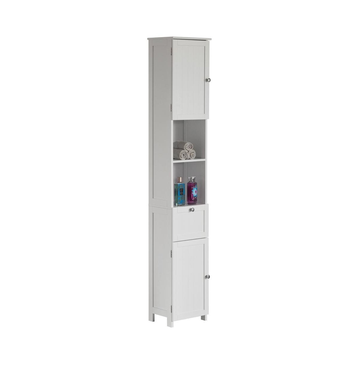 Click here for Basicwise White Tall Standing Bathroom Linen Tower... prices