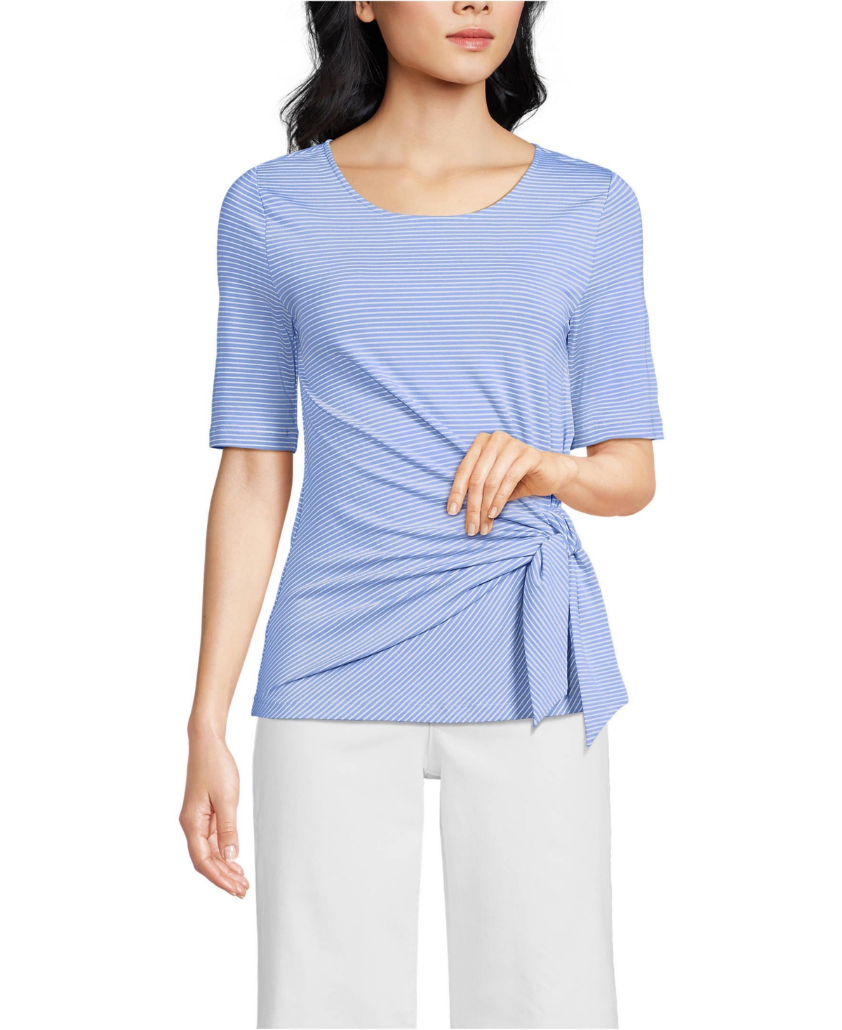 Click here for Lands End Womens Lightweight Jersey Tie Front Top... prices