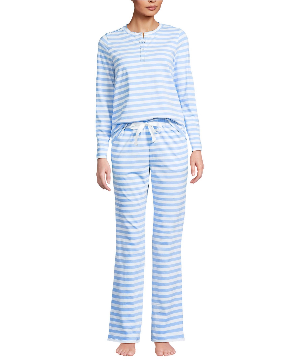 Click here for Lands End Womens Knit 2 Piece Pajama Set - Long Sl... prices