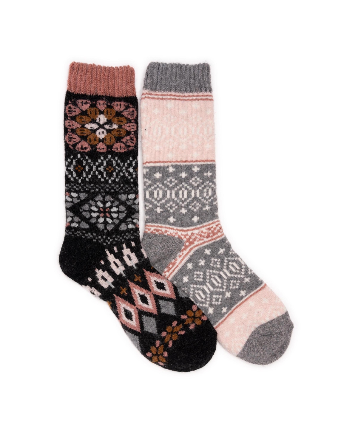 Click here for Muk Luks Womens Wool Socks 2 Pair Pack - Grey/peac... prices