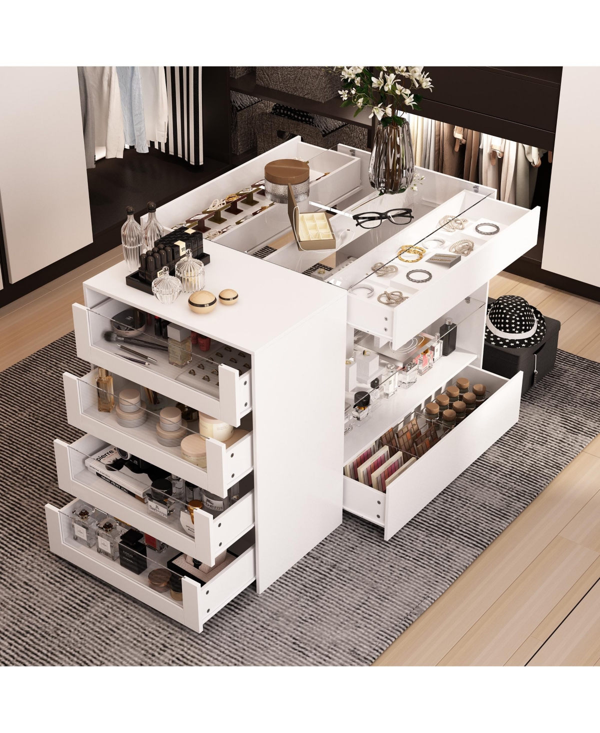 Click here for Homsee Glass Top 8-Drawers Dresser  Display Cabine... prices