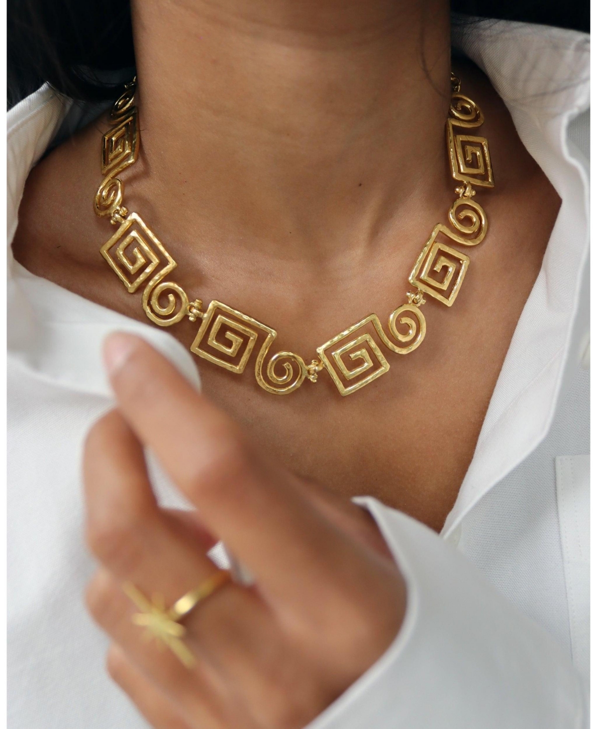 Click here for Ottoman Hands Megara Geometric Spiral Necklace - G... prices