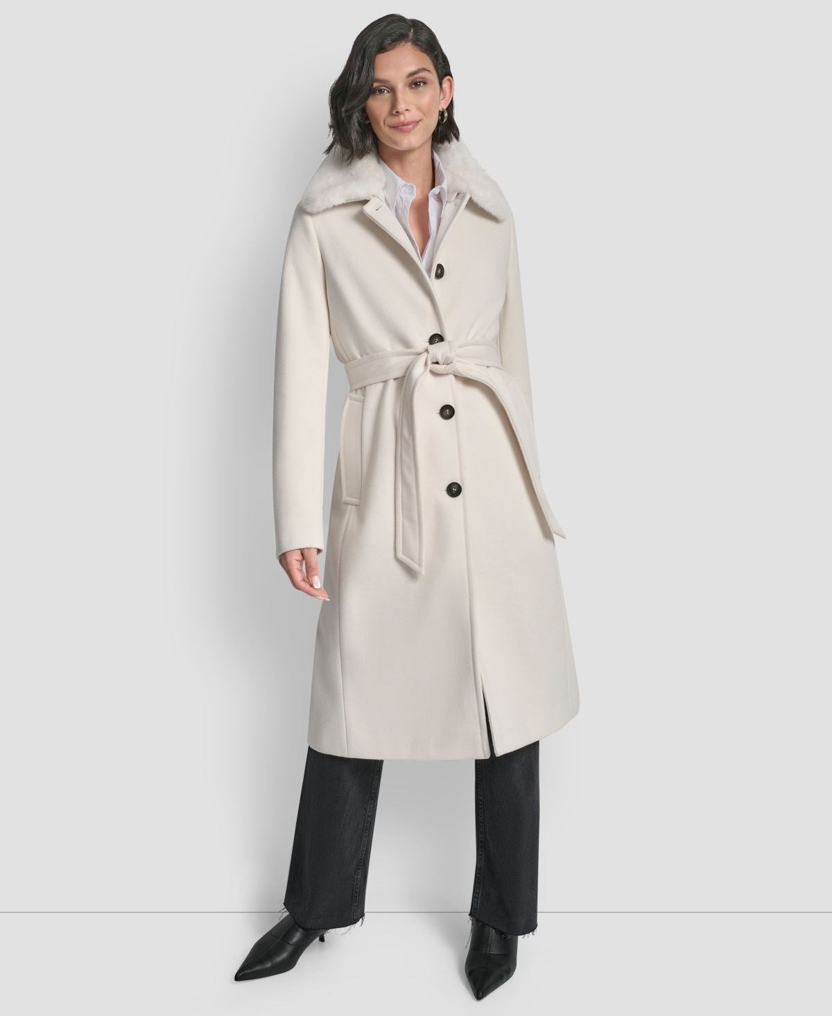 Click here for Dkny Womens Single-Breasted Pillow Collar Coat - P... prices