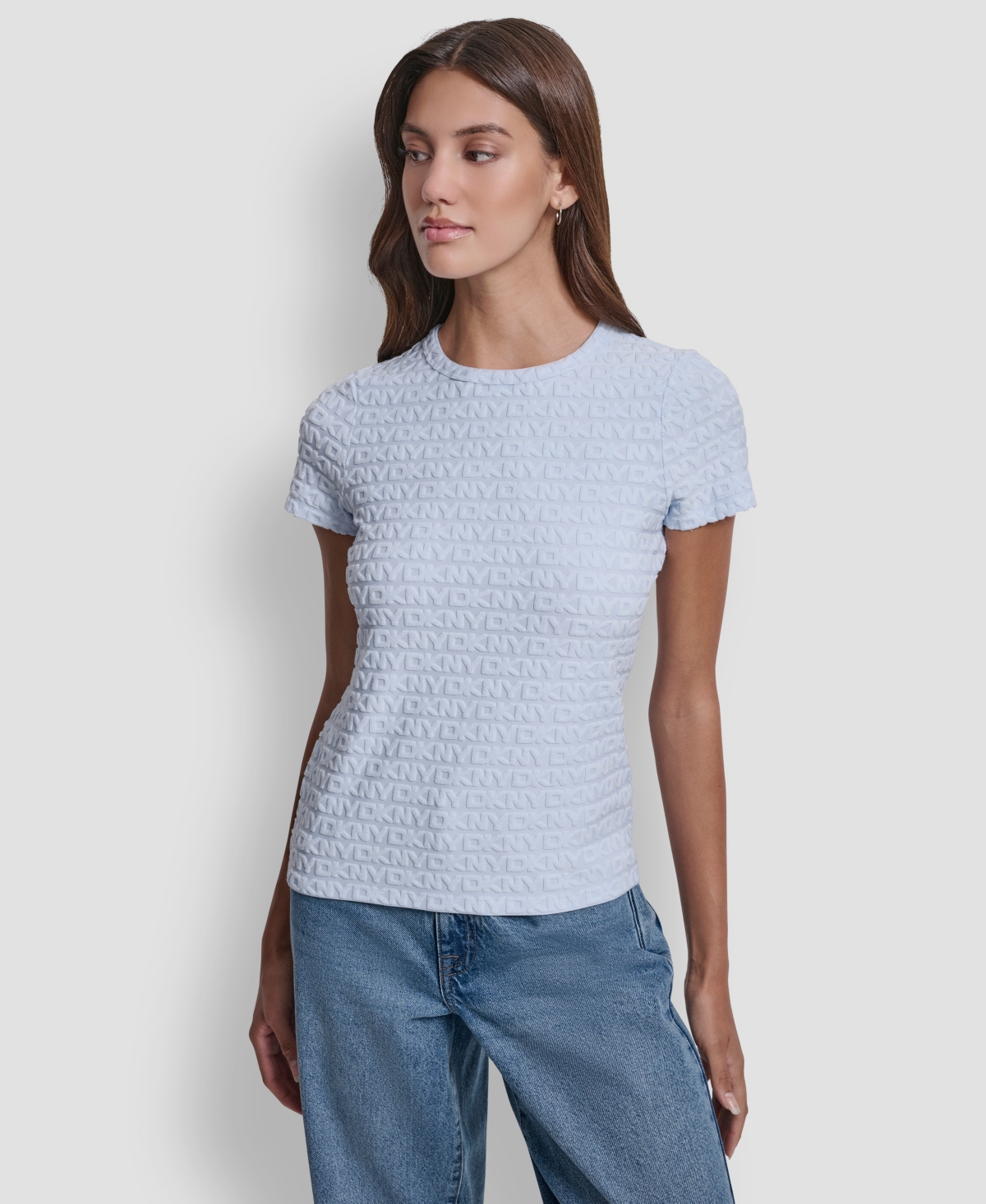 Click here for Dkny Jeans Womens Jacquard Logo Crewneck T-Shirt -... prices