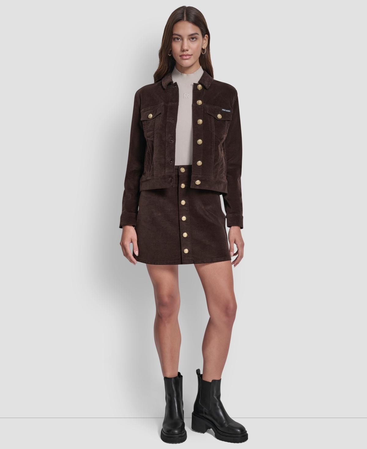 Click here for Dkny Jeans Womens Trucker Jacket - Espresso prices
