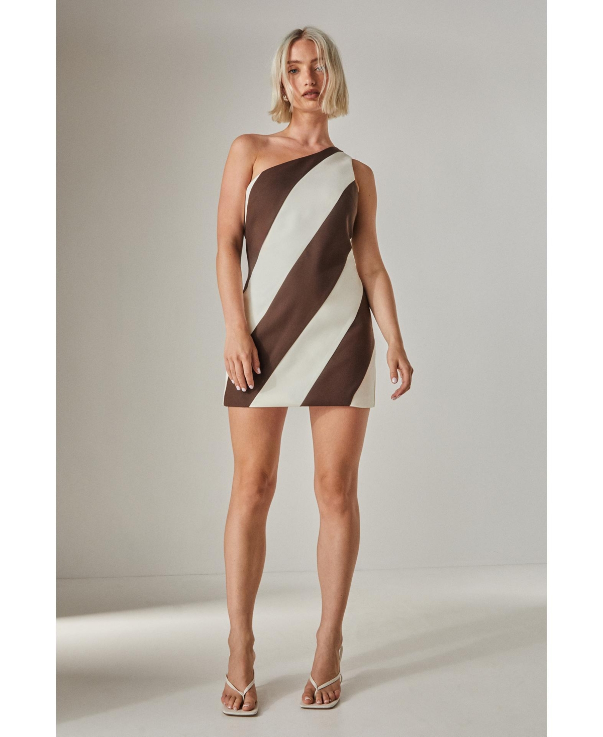 Click here for Nasty Gal Womens Stripe One Shoulder Tailored Mini... prices