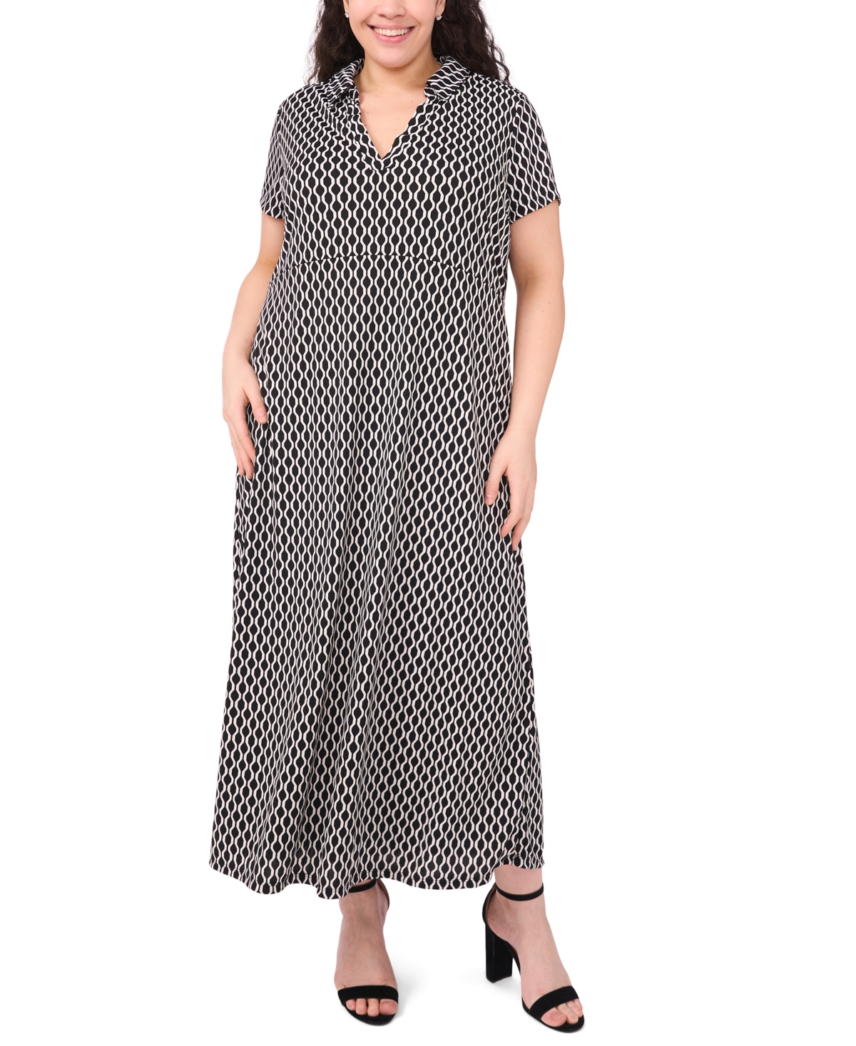 Click here for Msk Plus Size Short Sleeve Printed Maxi Dress - Ri... prices
