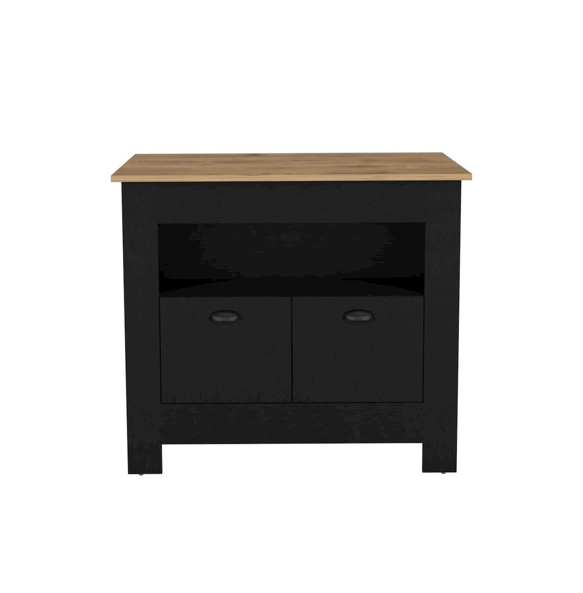 Click here for Tuhome Arlet Kitchen Island Black/Macadamia Mdf -... prices
